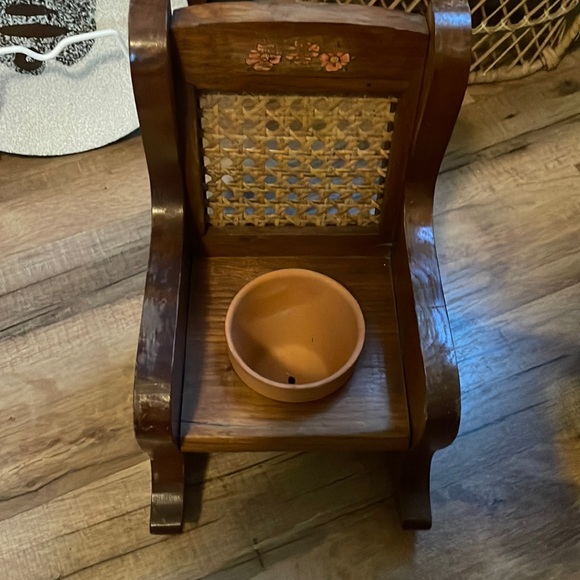 Accents | Wooden Rocking Chair Planter | Poshmark
